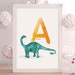 Letter A, Apatosaurus Dinosaur Illustration, Alphabet Dinosaur Wall Art ...