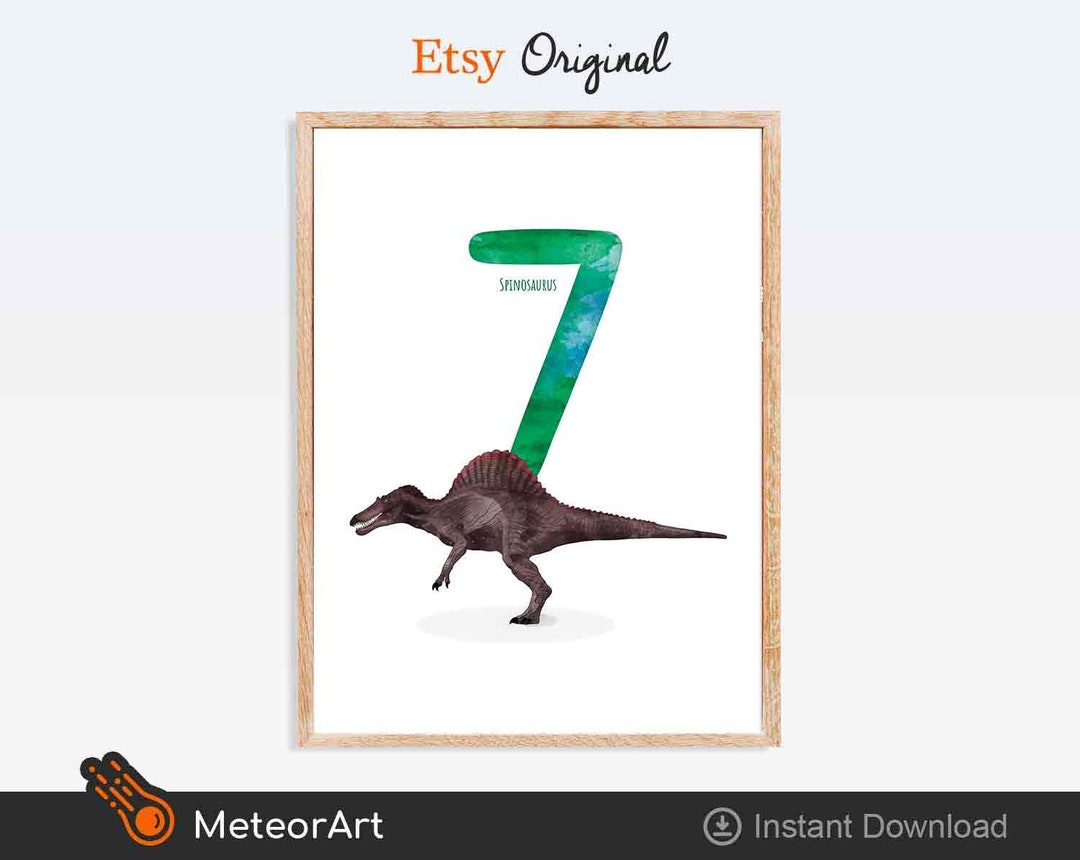 Number Seven, Spinosaurus Dinosaur Illustration, Dinosaur Wall Art ...