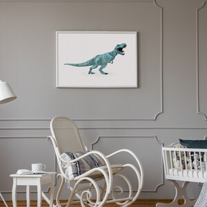Watercolor T-rex Dinosaur Nursery Illustration, Dinosaur Printable ...