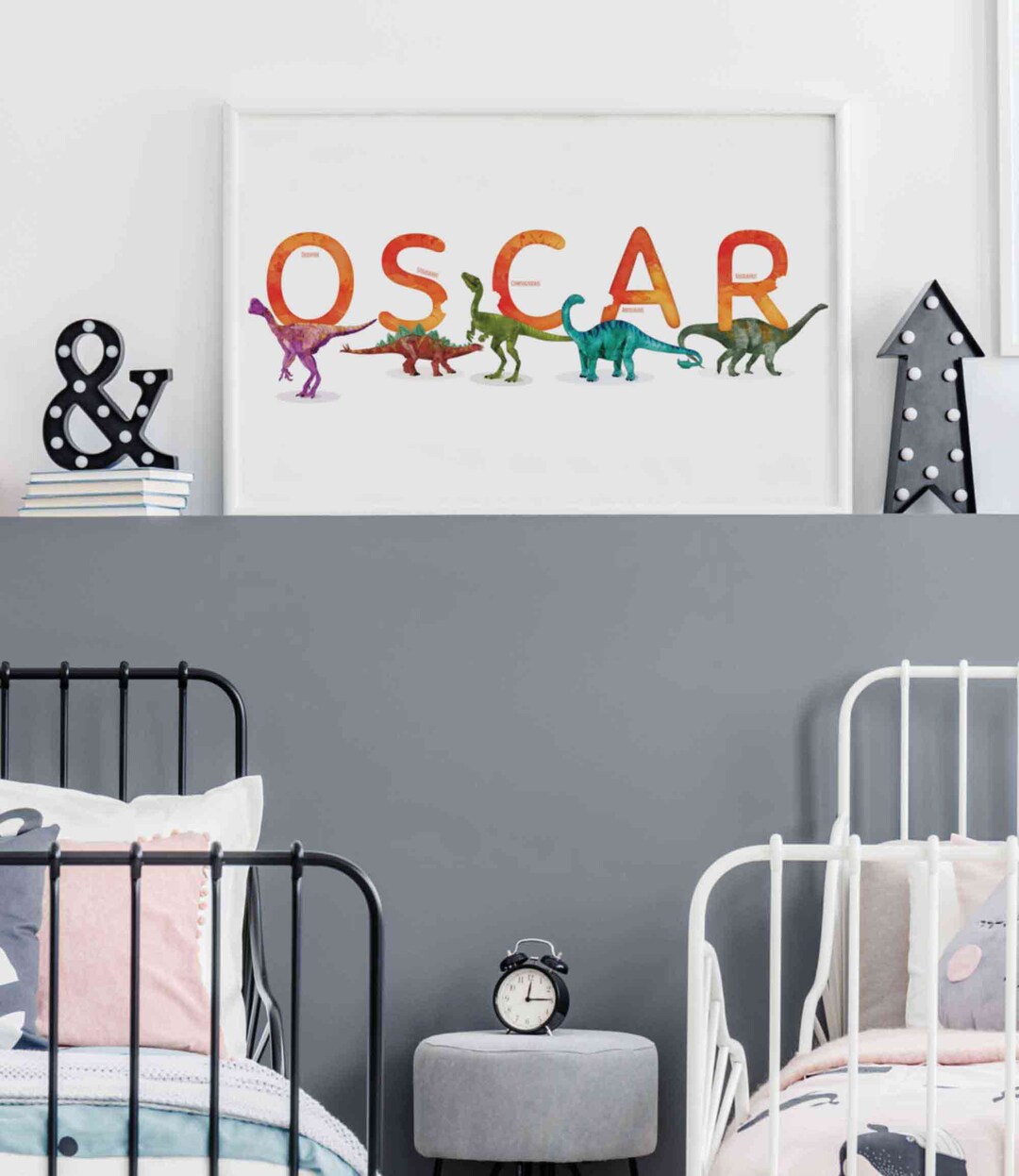 Oscar Watercolour Dinosaurs Printable, Horizontal Name Poster ...