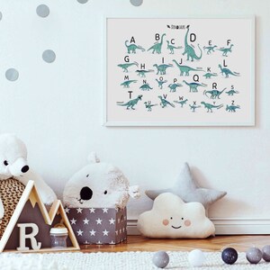 Alphabet Print, Alphabet Dinosaur , Horizontal, ABC Poster, Nursery ...