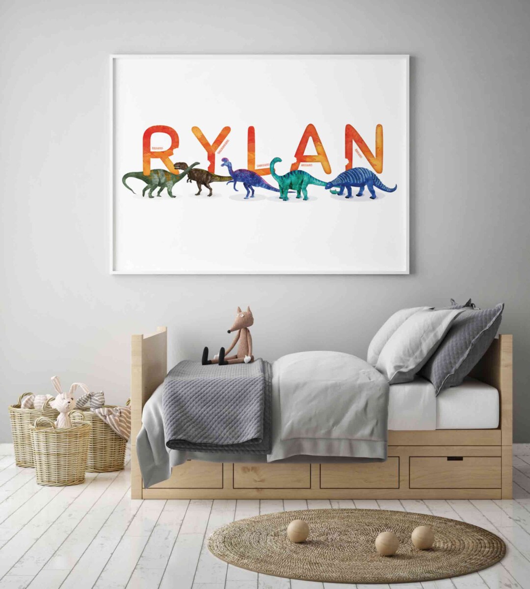 Rylan Watercolour Dinosaurs Printable, Horizontal Name Poster ...