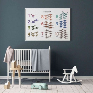 Educational Dinosaur Landscape Printable, Dinosaur Numbers, Horizontal ...
