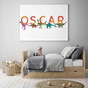 Oscar Watercolour Dinosaurs Printable, Horizontal Name Poster ...