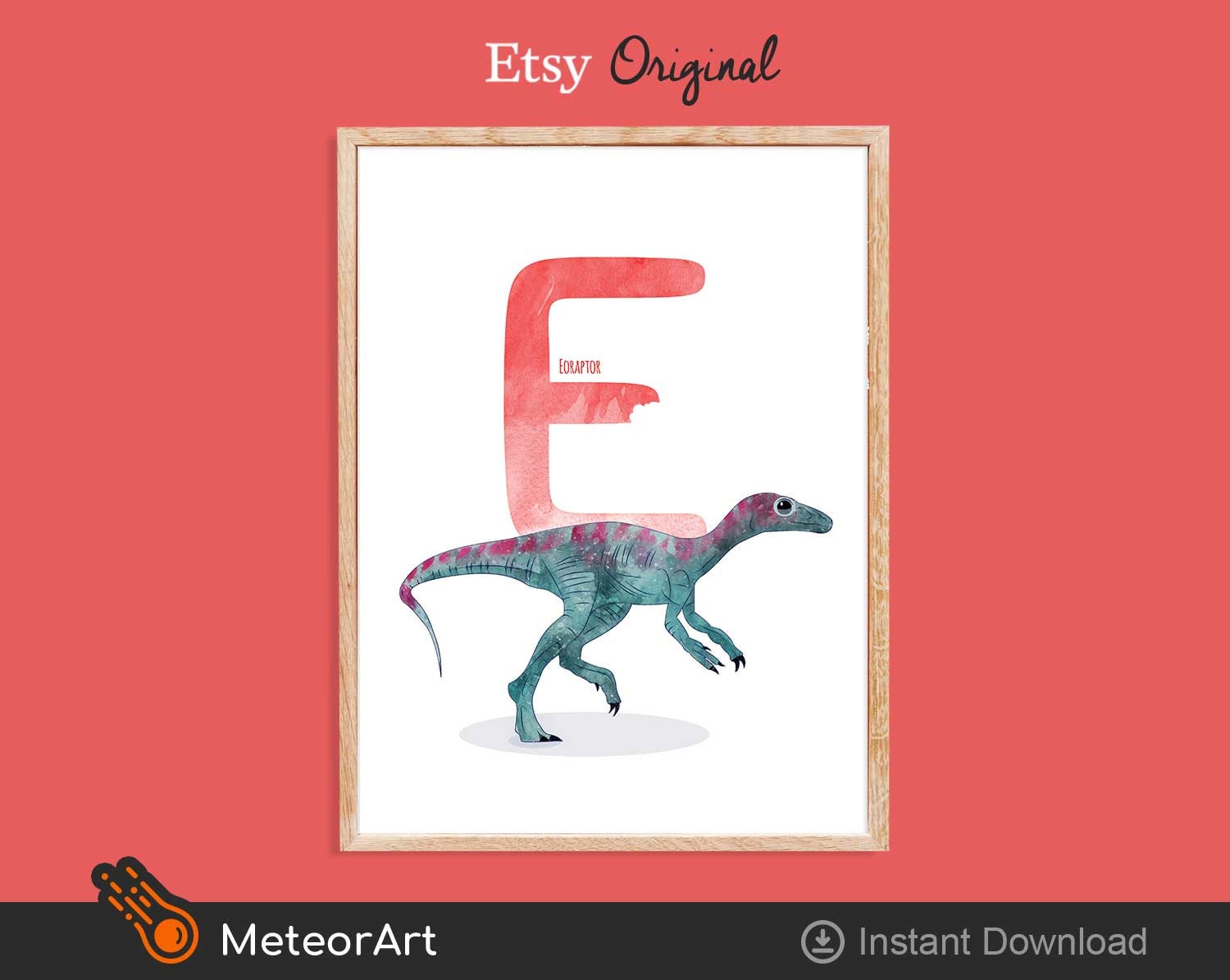 Letter E Eoraptor Dinosaur Illustration Alphabet Dinosaur | Etsy