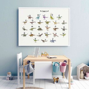 Alphabet Print, Alphabet Dinosaur , Horizontal, ABC Poster, Nursery ...