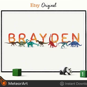 Brayden Watercolour Dinosaurs Printable, Horizontal Name Poster ...