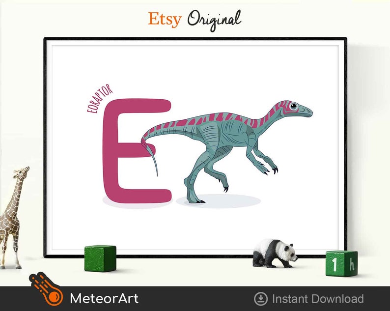 Letter E Eoraptor Dinosaur Illustration Alphabet Dinosaur - Etsy