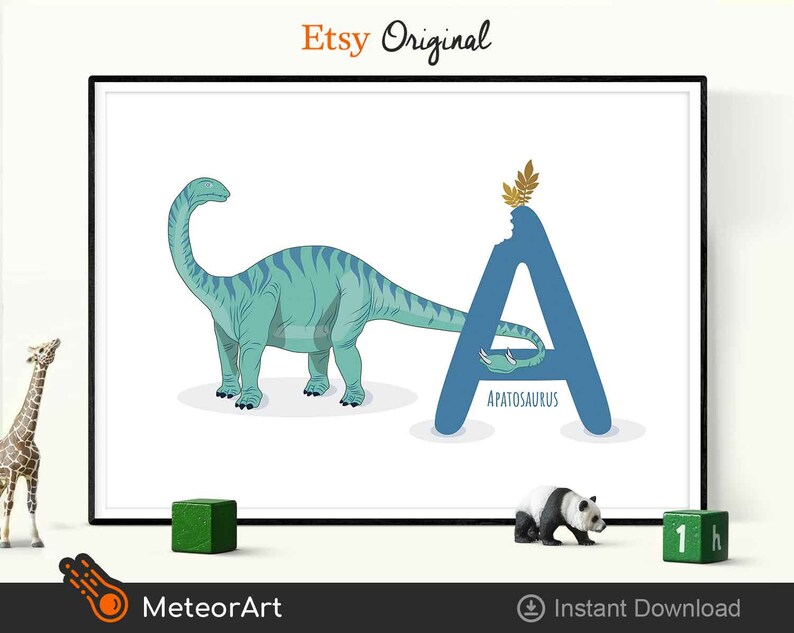 Letter A Apatosaurus Dinosaur Illustration Alphabet Dinosaur - Etsy