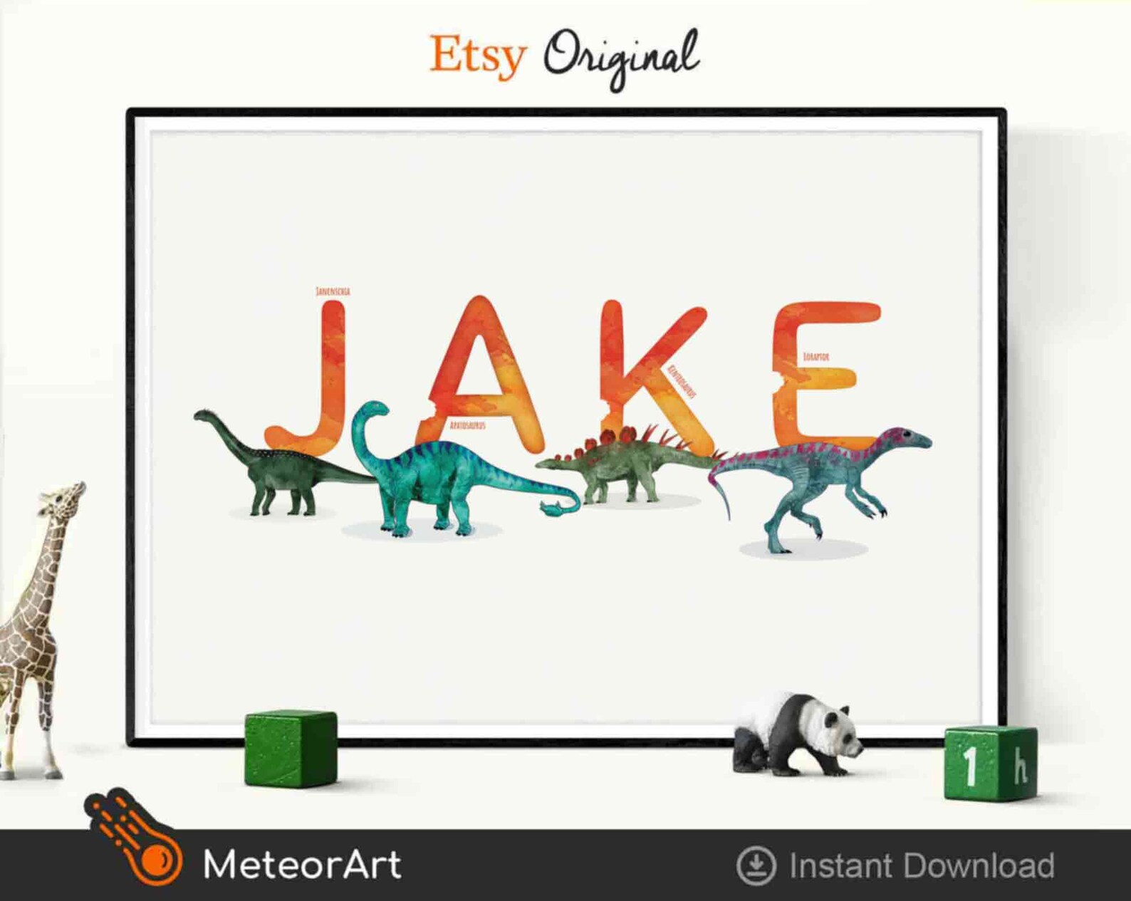 Jack Watercolour Dinosaurs Printable Horizontal Name Poster - Etsy