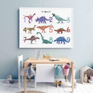 Educational Dinosaurs Print, Dinosaur Numbers, Horizontal Count to Nine ...