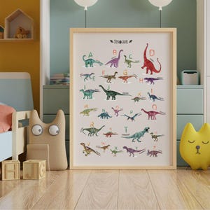 Watercolor Alphabet Dinosaurs Print, Portrait ABC Poster, Nursery ...