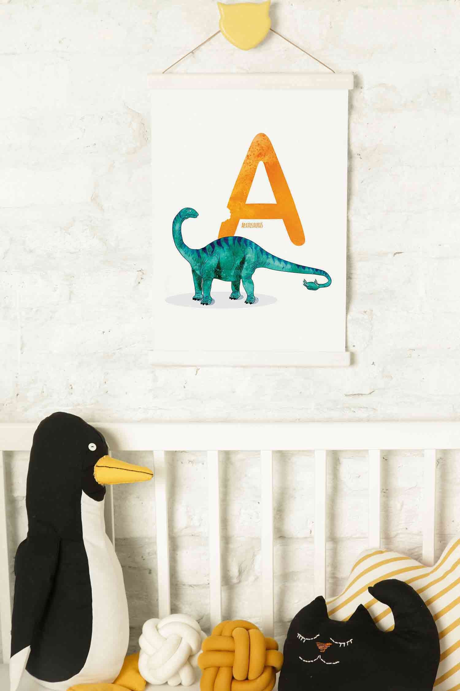 Letter A Apatosaurus Dinosaur Illustration Alphabet Dinosaur | Etsy