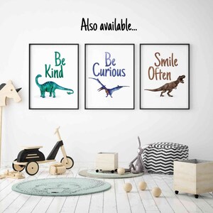 Watercolour Set of 3 Dinosaur Motivational Printable's, Playroom ...