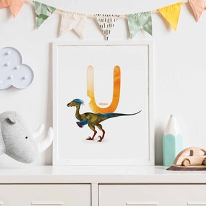 Letter U - Unenlagia Dinosaur Illustration, Alphabet Dinosaur Wall Art ...