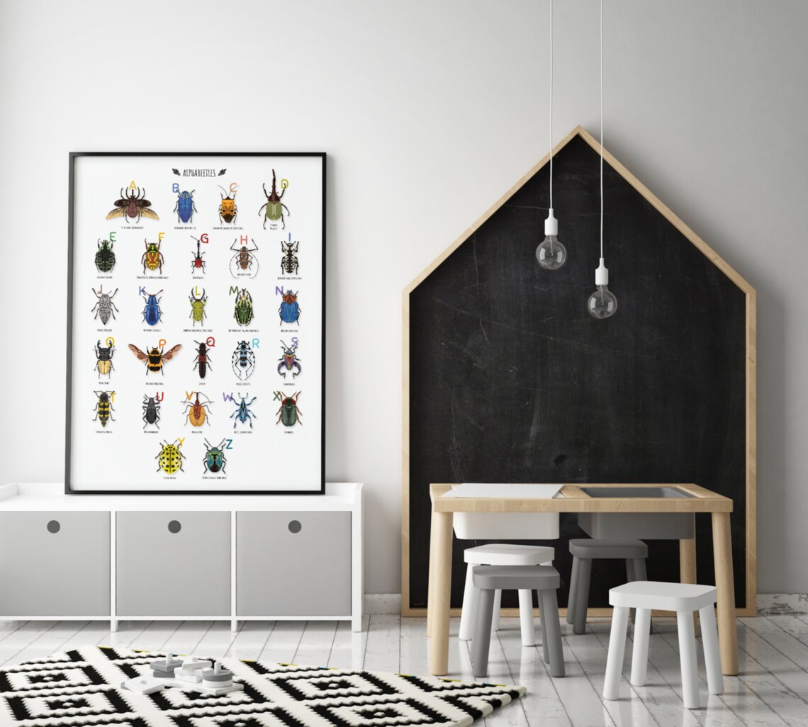 Alphabet Beetles Illustrations Print Vertical ABC Poster | Etsy