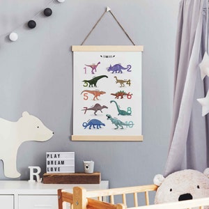 Dinosaurs Counting Numbers Educational Poster, Vertical Numbers Print ...