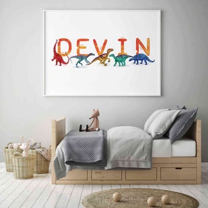 Devin Watercolour Dinosaurs Printable, Horizontal Name Poster ...