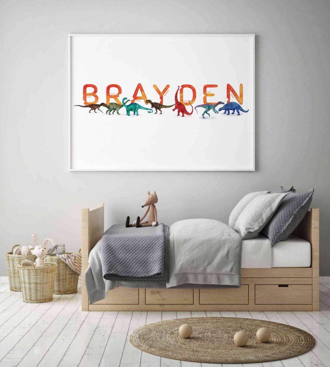 Brayden Watercolour Dinosaurs Printable Horizontal Name - Etsy