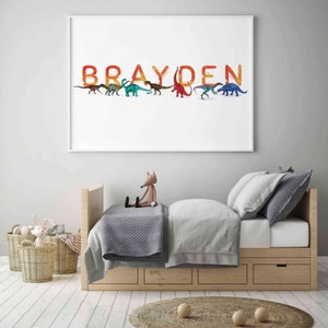Brayden Watercolour Dinosaurs Printable, Horizontal Name Poster ...