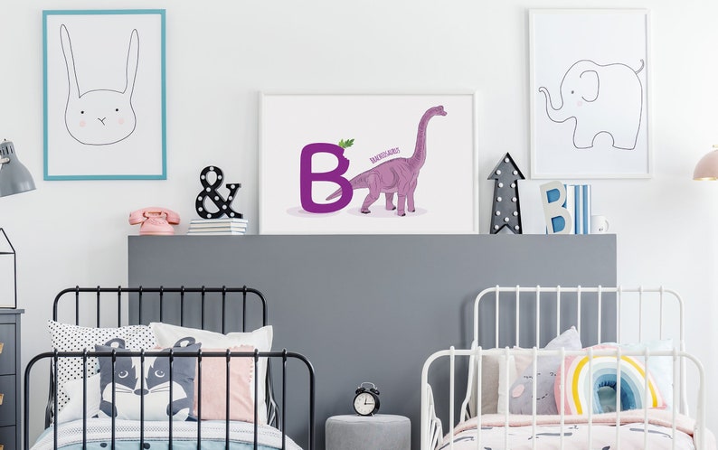 Letter B Brachiosaurus Dinosaur Illustration Alphabet - Etsy