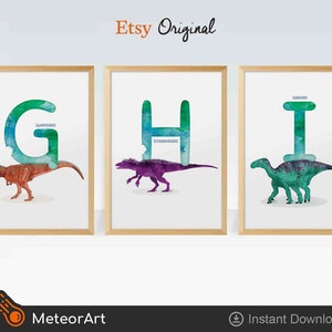 Set of 26 Alphabet Blue Letters, Watercolours Dinosaur Instant Download ...