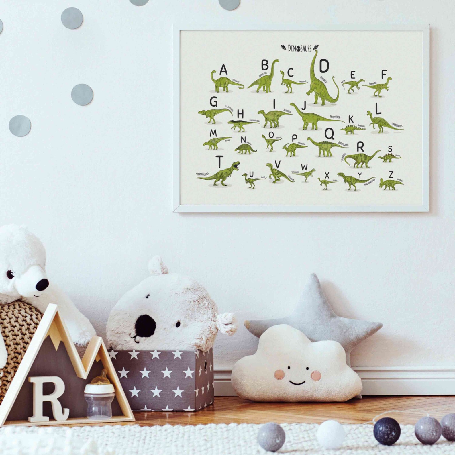 Alphabet Dinosaur Green Print Horizontal ABC Poster - Etsy