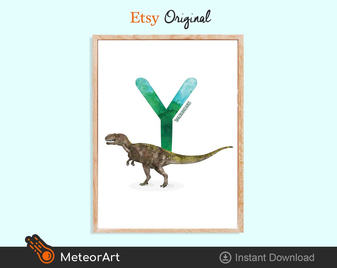 Letter Y Yangchuanosaurus Dinosaur Illustration Alphabet | Etsy