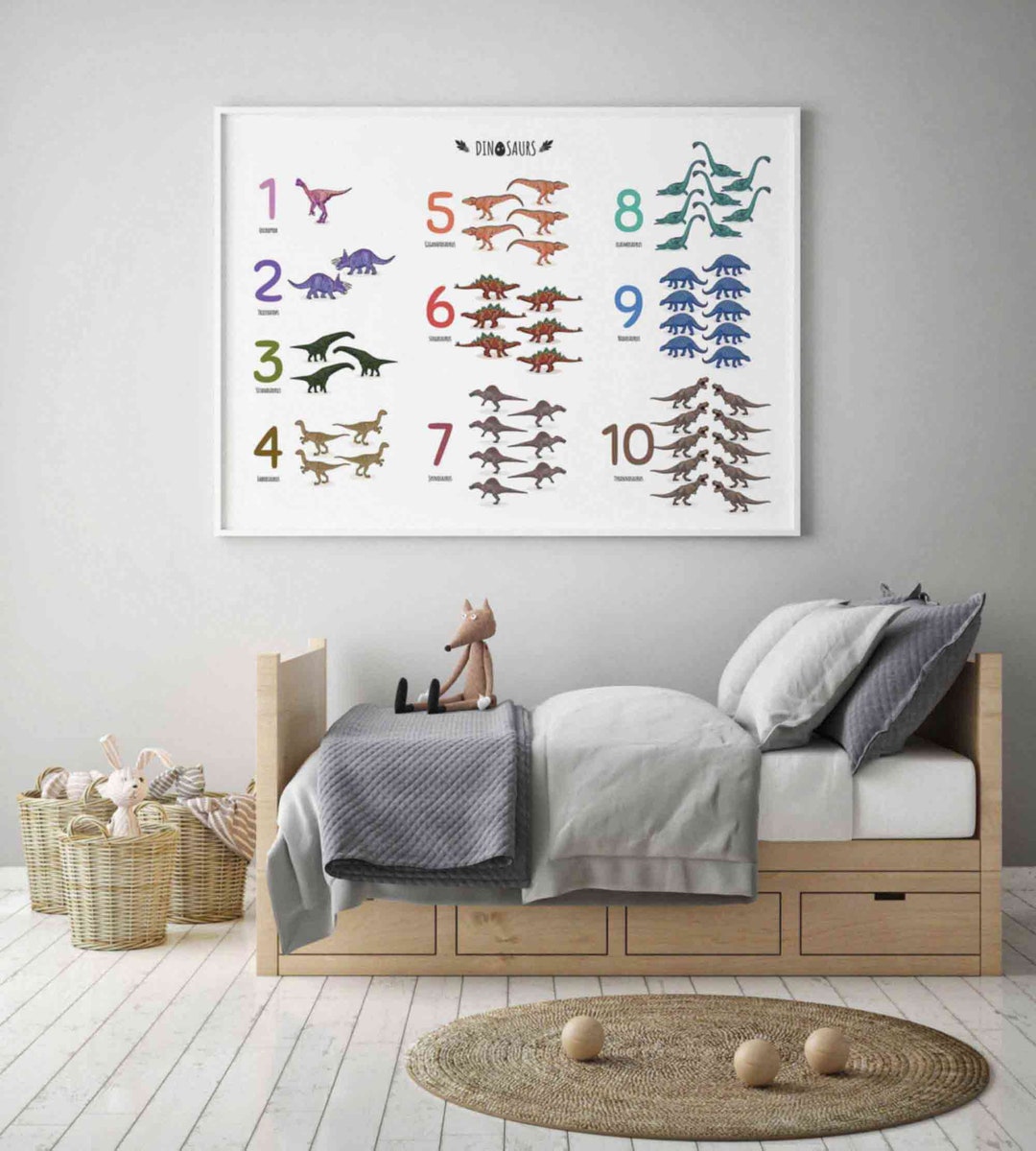 Educational Dinosaur Landscape Printable, Dinosaur Numbers, Horizontal ...