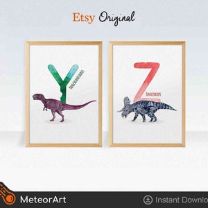 Set of 26 Alphabet Letters, Watercolor Dinosaur Instant Download ABC ...