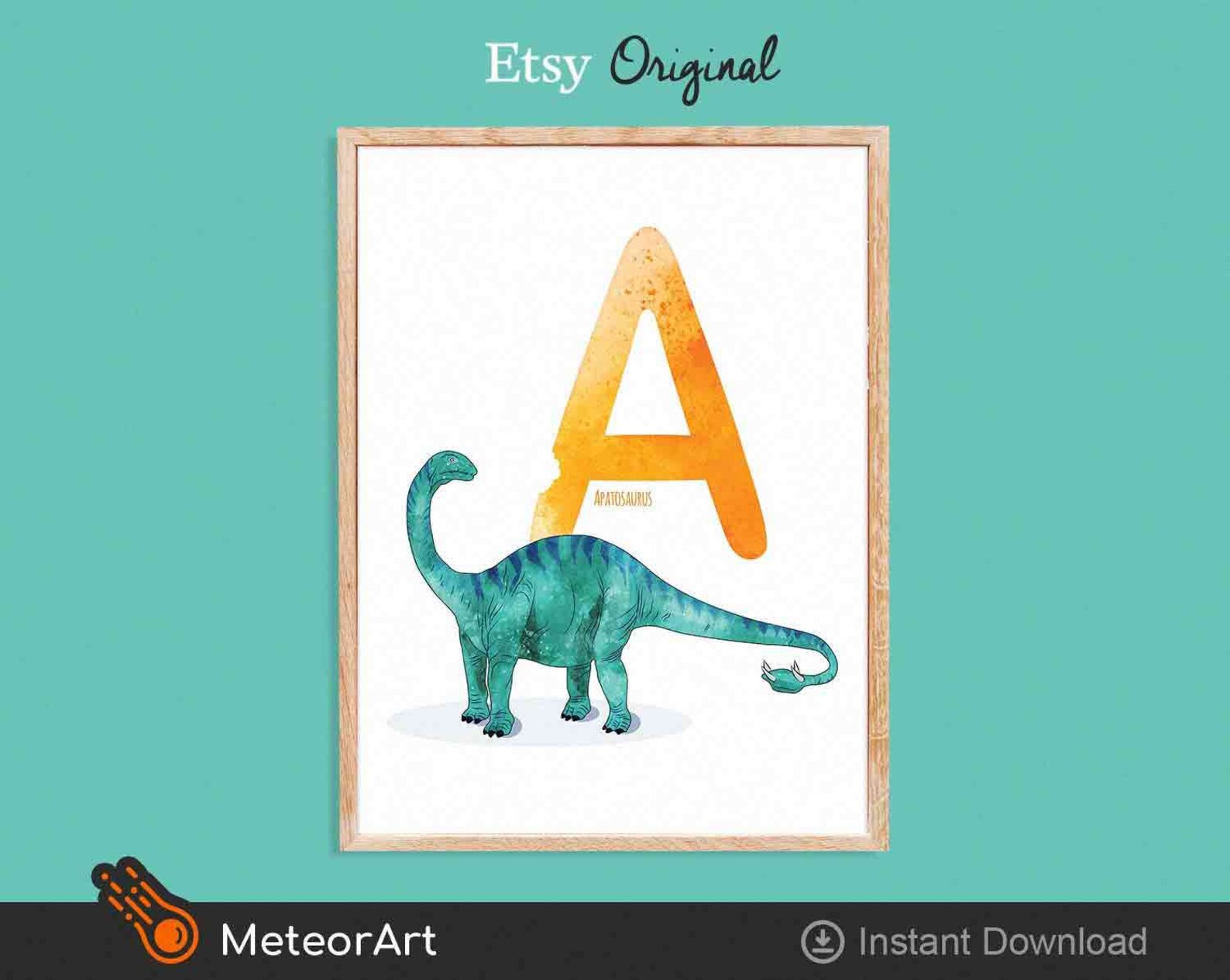 Letter A Apatosaurus Dinosaur Illustration Alphabet Dinosaur - Etsy