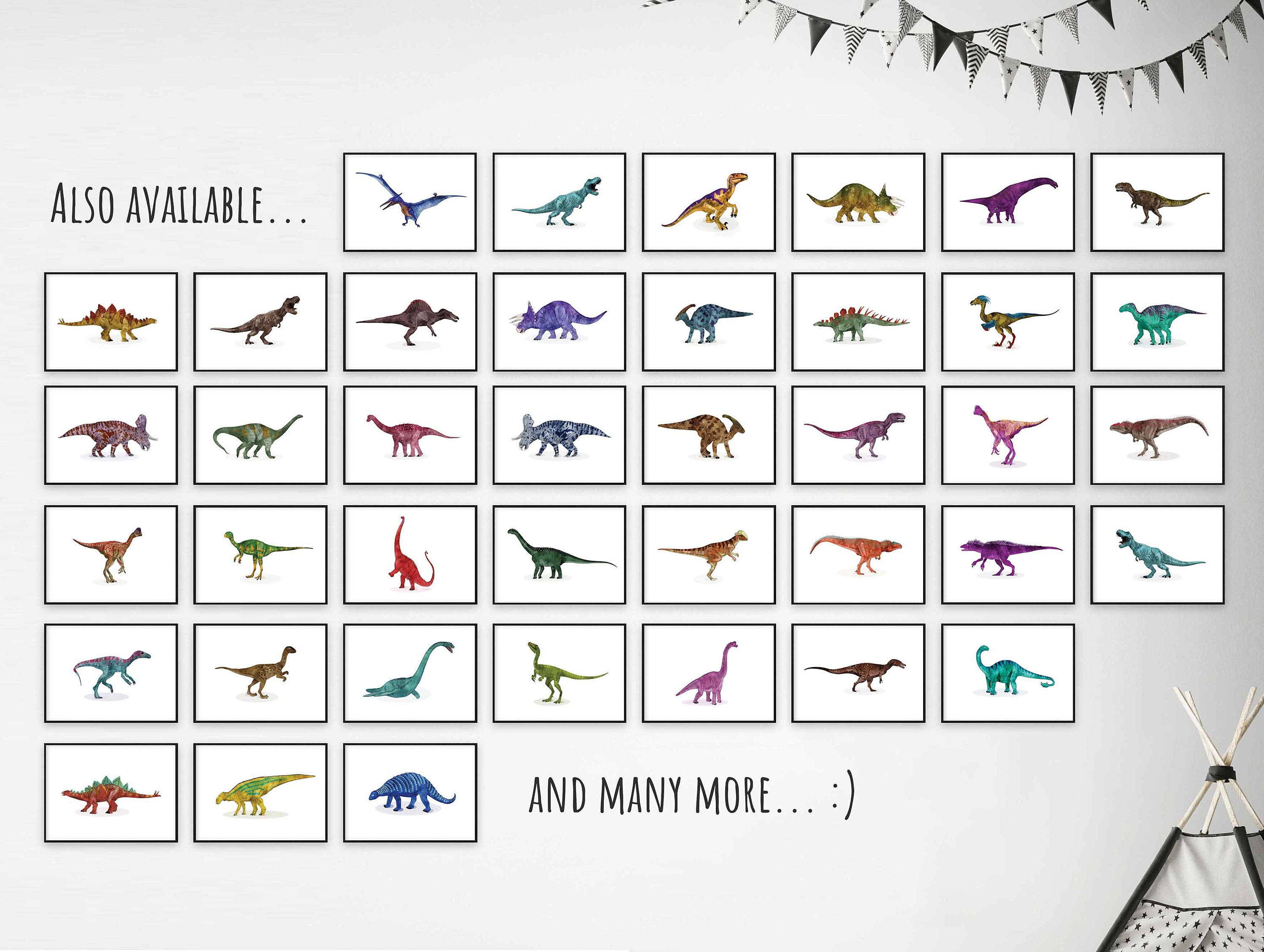 Watercolor Parasaurolophus Dinosaur Nursery Illustration | Etsy