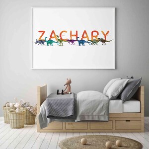 Zachary Watercolour Dinosaurs Printable, Horizontal Name Poster ...