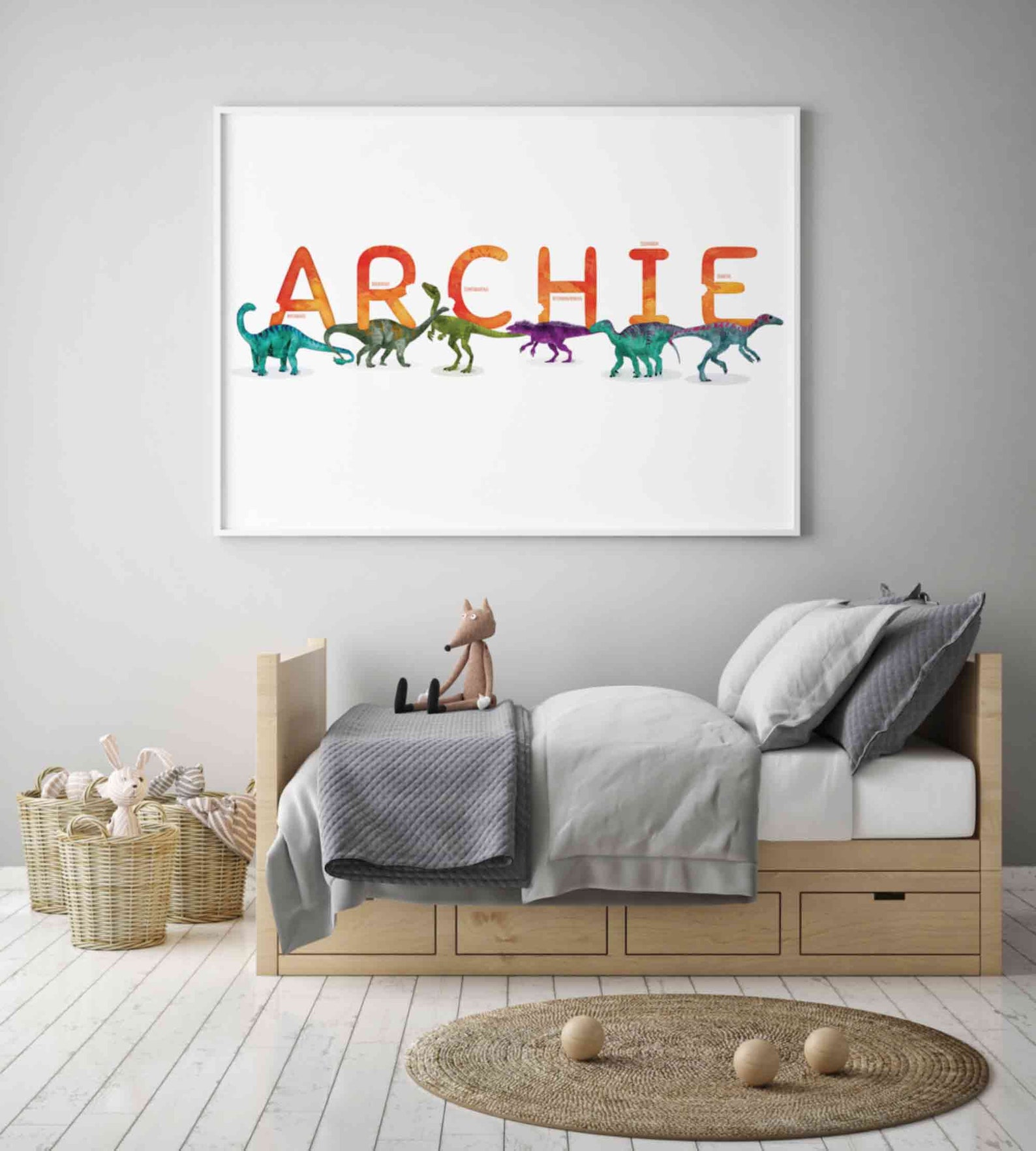 Archie Watercolour Dinosaurs Printable Horizontal Name - Etsy
