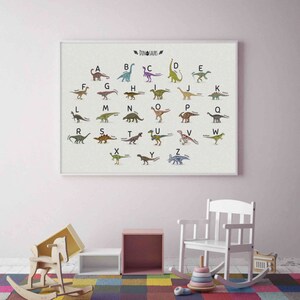 Alphabet Print, Alphabet Dinosaur , Horizontal, ABC Poster, Nursery ...