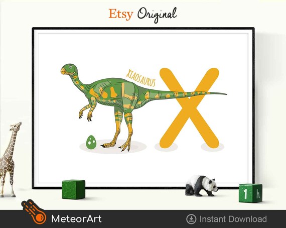 Letter X Nursery Xiaosaurus Dinosaur Illustration Horizontal ABC ...