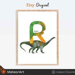 Letter R, Riojasaurus Dinosaur Illustration, Alphabet Dinosaur Wall Art ...
