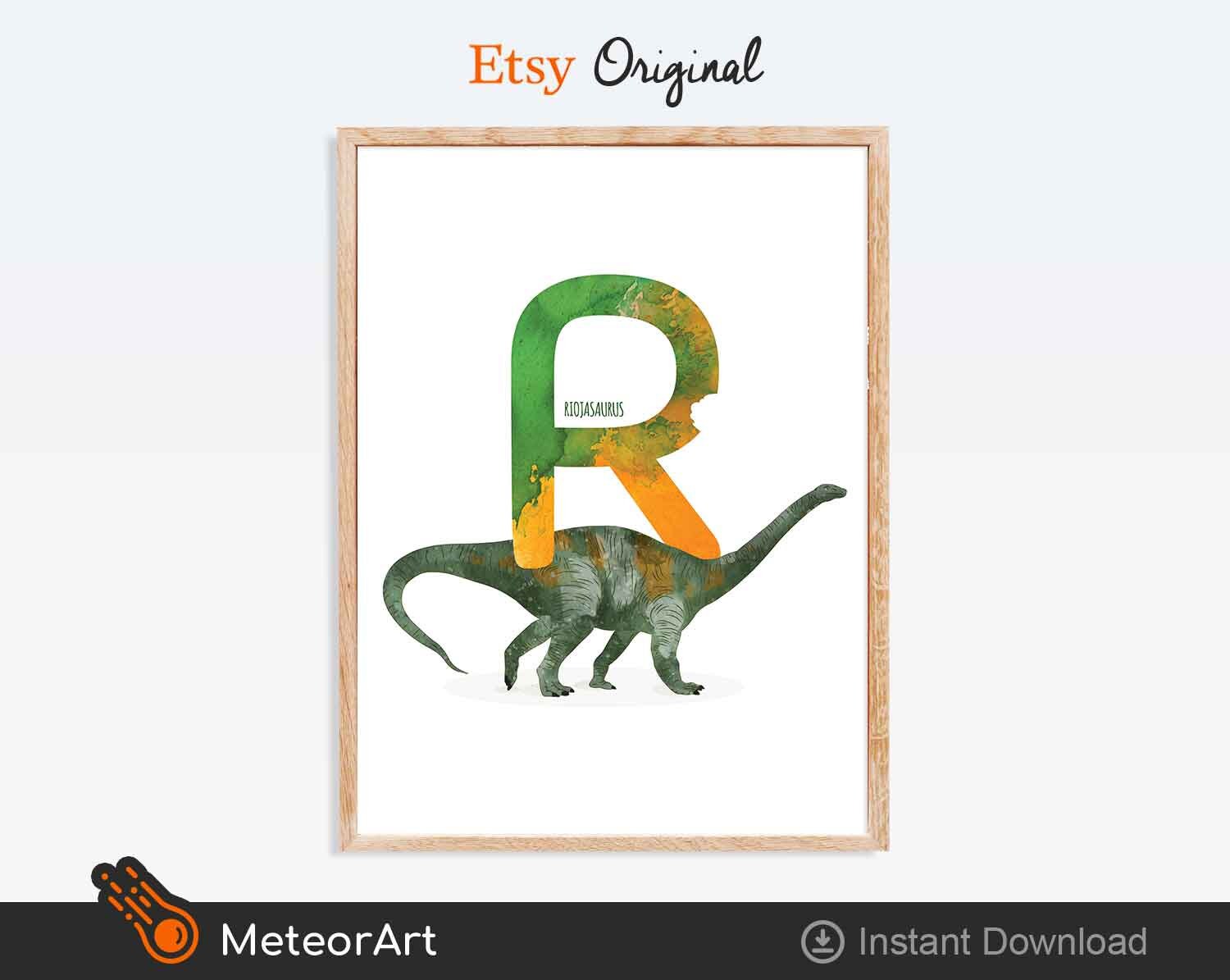 Letter R Riojasaurus Dinosaur Illustration Alphabet Dinosaur - Etsy