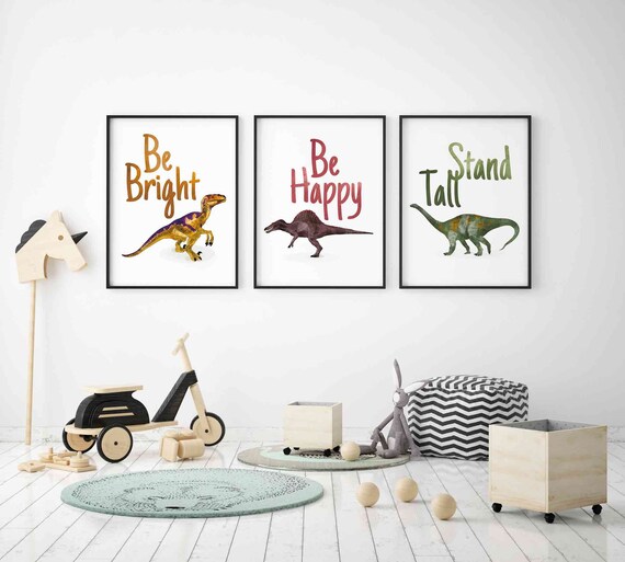 Watercolour set of 3 dinosaur motivational Printable's | Etsy