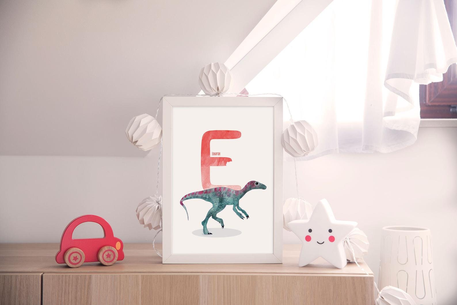 Letter E Eoraptor Dinosaur Illustration Alphabet Dinosaur | Etsy