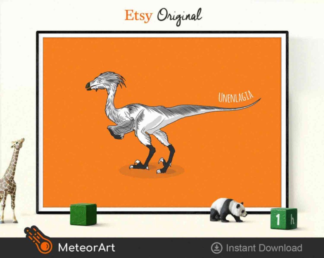 Unenlagia Dinosaur Print, Dinosaur Nursery Illustration, Kids Dinosaur ...