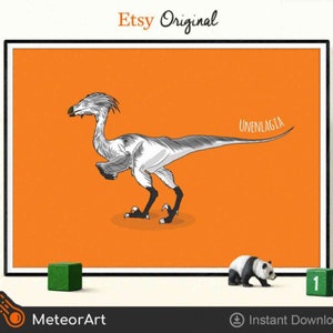 Unenlagia Dinosaur Print, Dinosaur Nursery Illustration, Kids Dinosaur ...