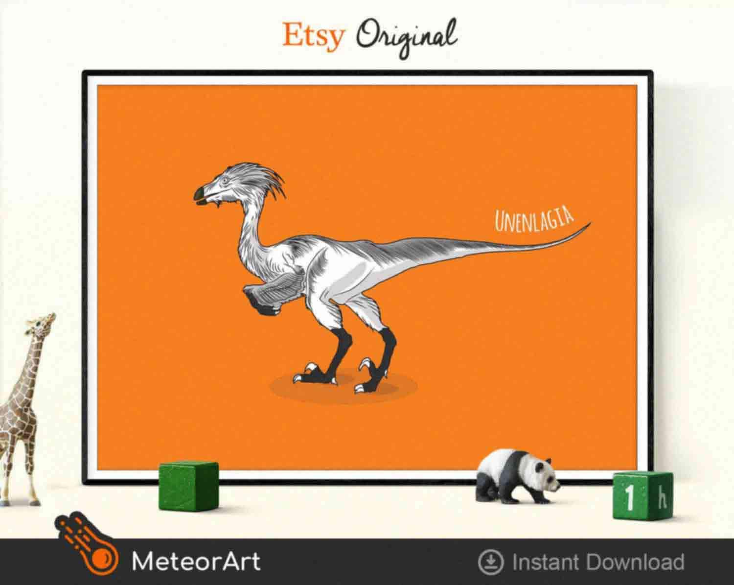 Unenlagia Dinosaur Print Dinosaur Nursery Illustration Kids - Etsy