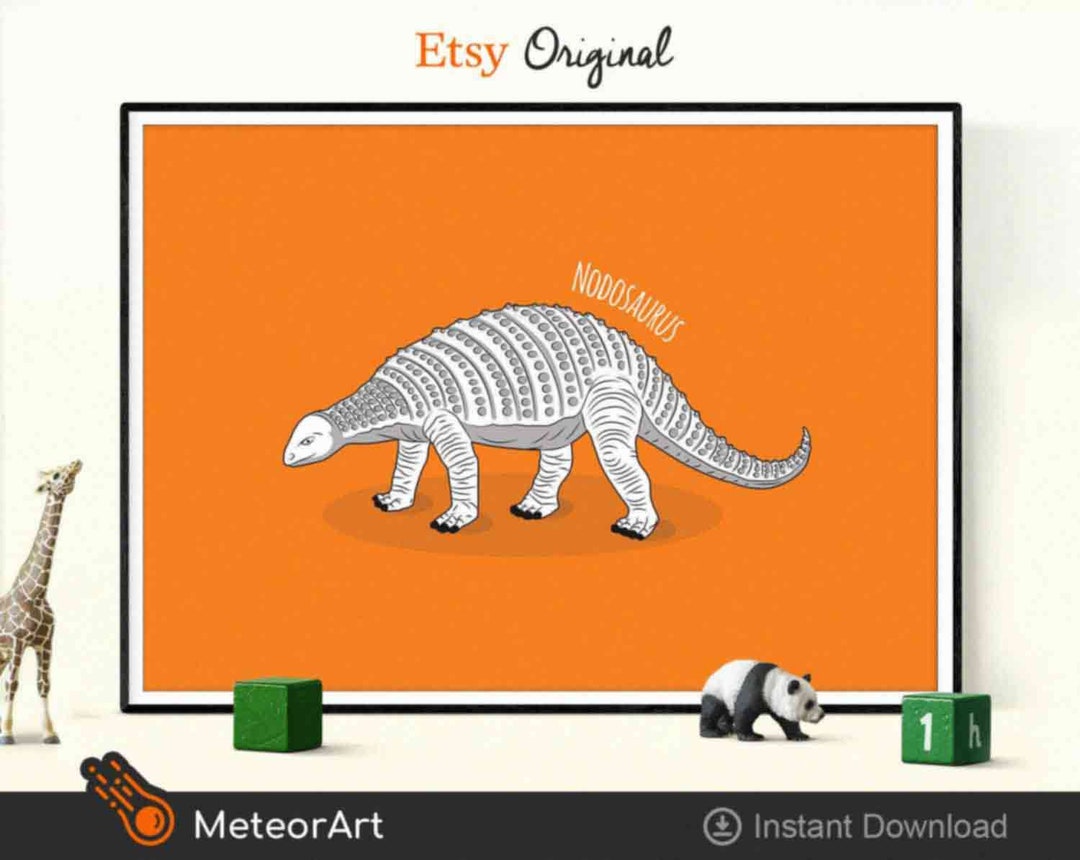 Nodosaurus Dinosaur Print, Dinosaur Nursery Illustration, Kids Dinosaur ...