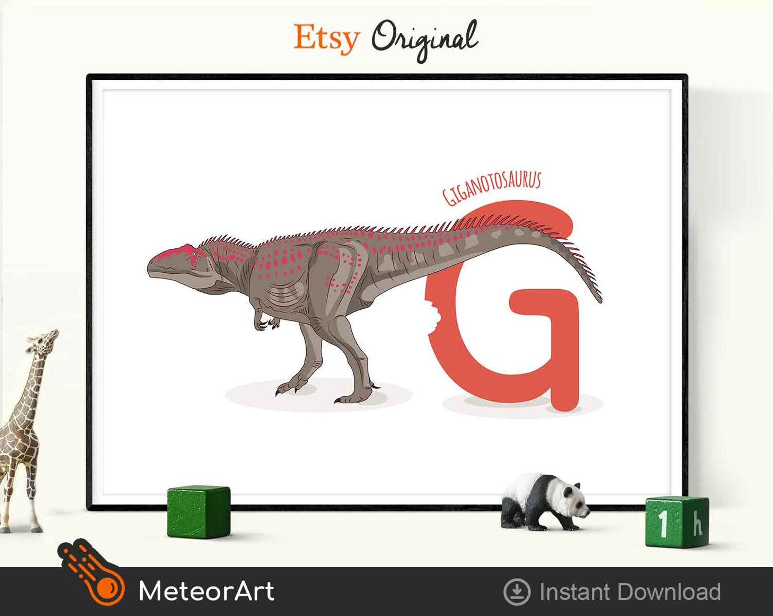 Letter G Giganotosaurus Dinosaur Illustration Alphabet - Etsy