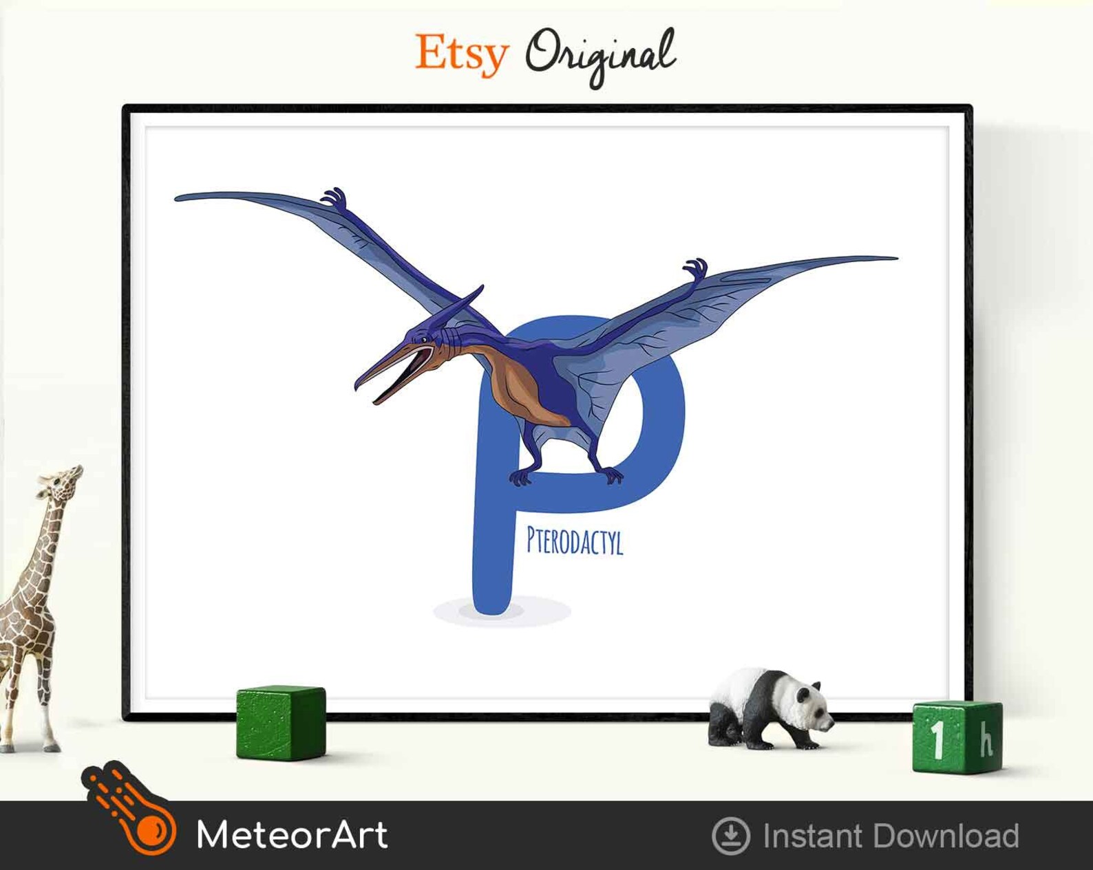 Letter P Pterodactyl Dinosaur Illustration Alphabet Dinosaur - Etsy