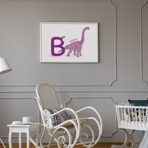 Letter B, Brachiosaurus Dinosaur Illustration, Alphabet Dinosaur Wall ...