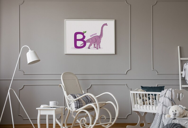 Letter B Brachiosaurus Dinosaur Illustration Alphabet - Etsy