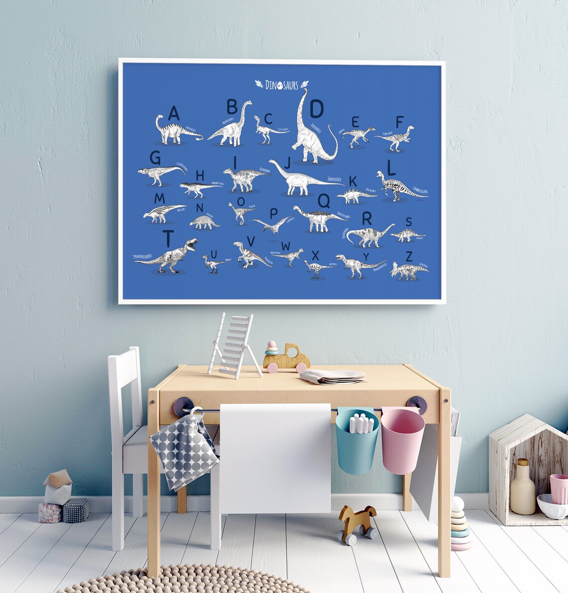 Dinosaurs Alphabet Print Landscape ABC Poster Nursery - Etsy