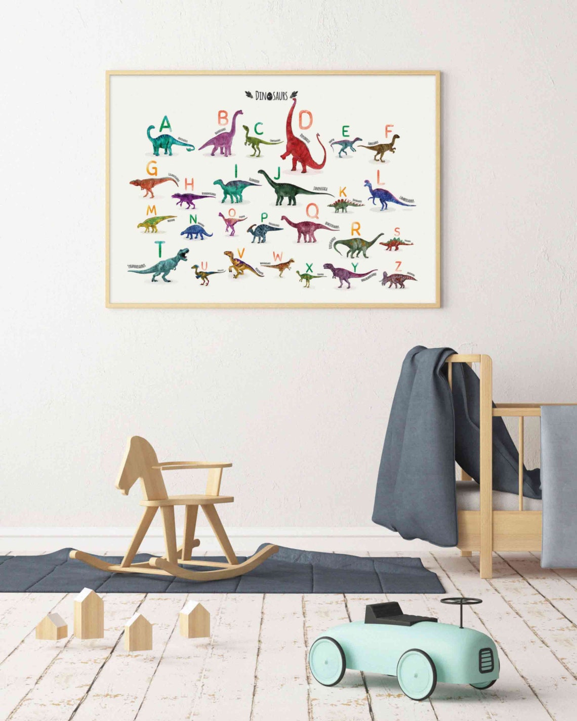 Watercolor Alphabet Print Alphabet Dinosaur Horizontal ABC | Etsy